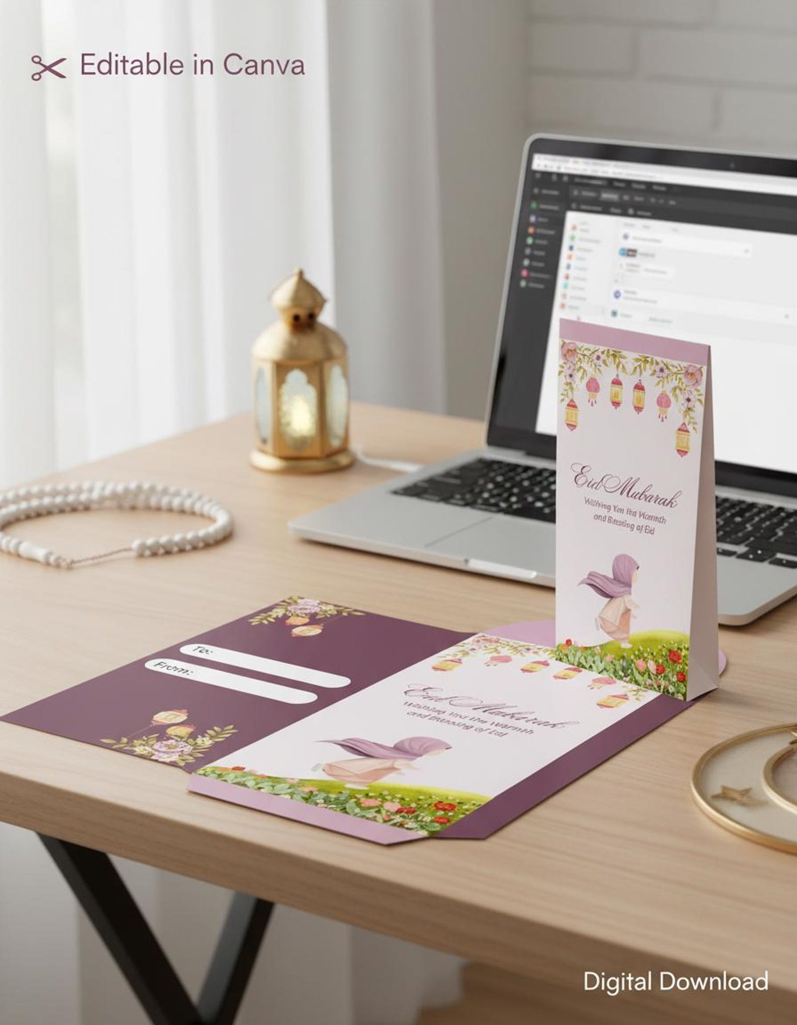 Eid Mubarak Money Envelope Template | Printable Eidi Holders| Canva ...