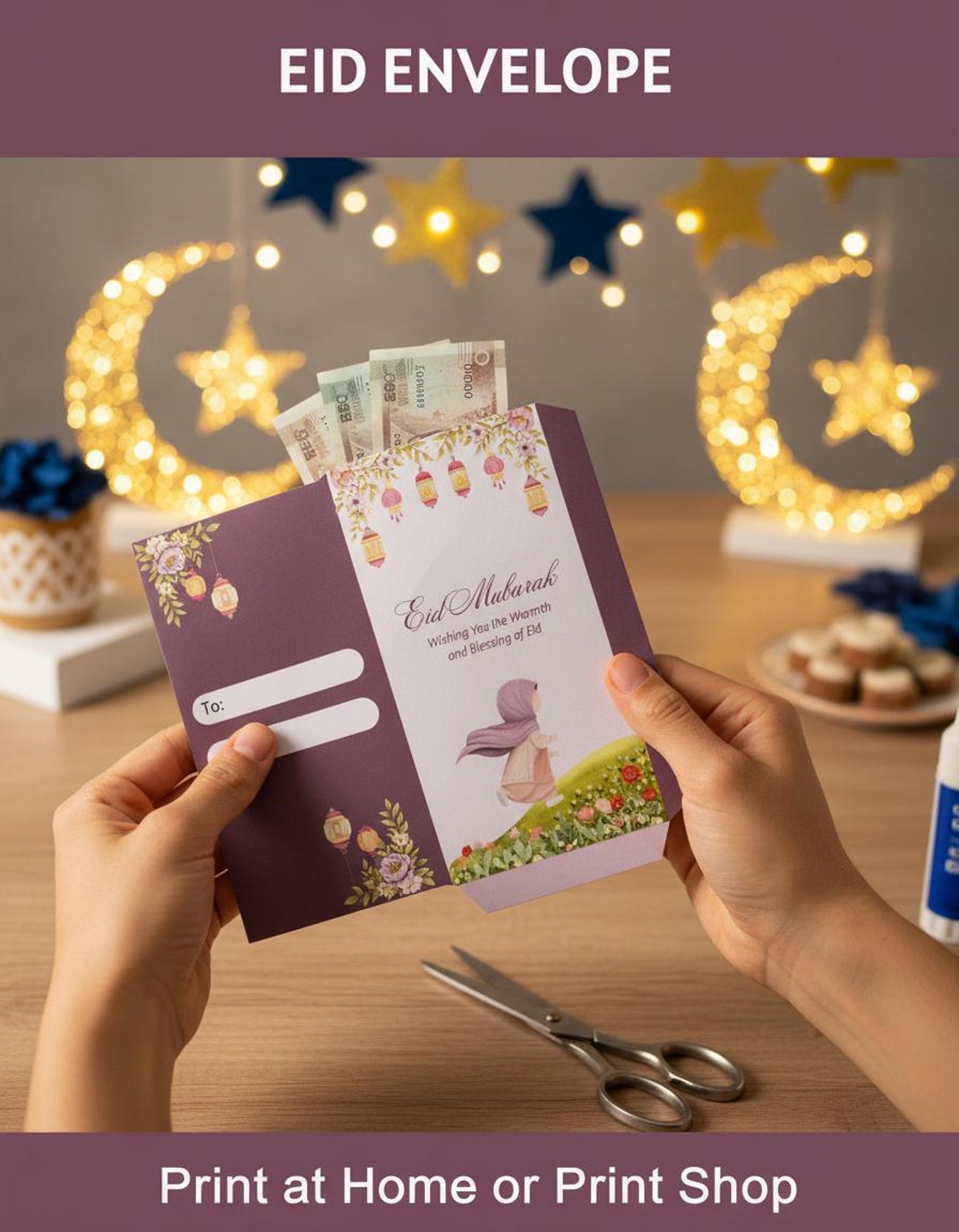 Eid Mubarak Money Envelope Template | Printable Eidi Holders| Canva ...