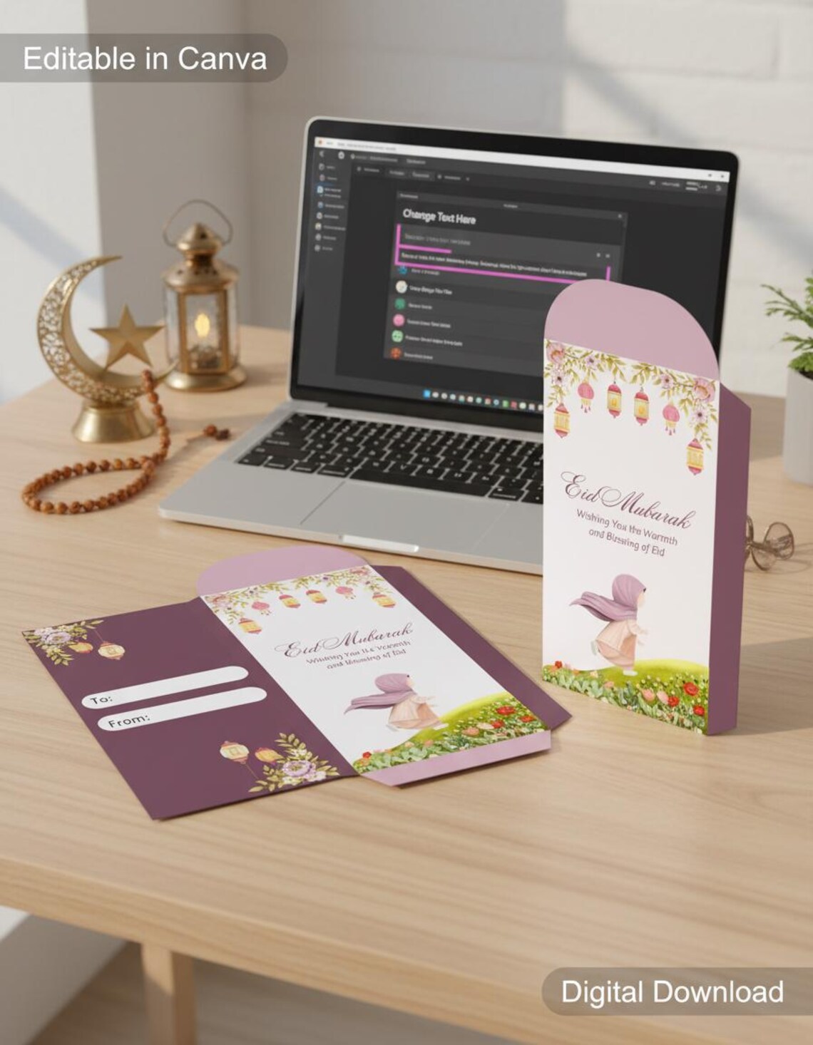 Eid Mubarak Money Envelope Template | Printable Eidi Holders| Canva ...