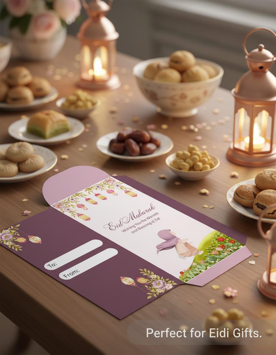 Eid Mubarak Money Envelope Template | Printable Eidi Holders| Canva ...