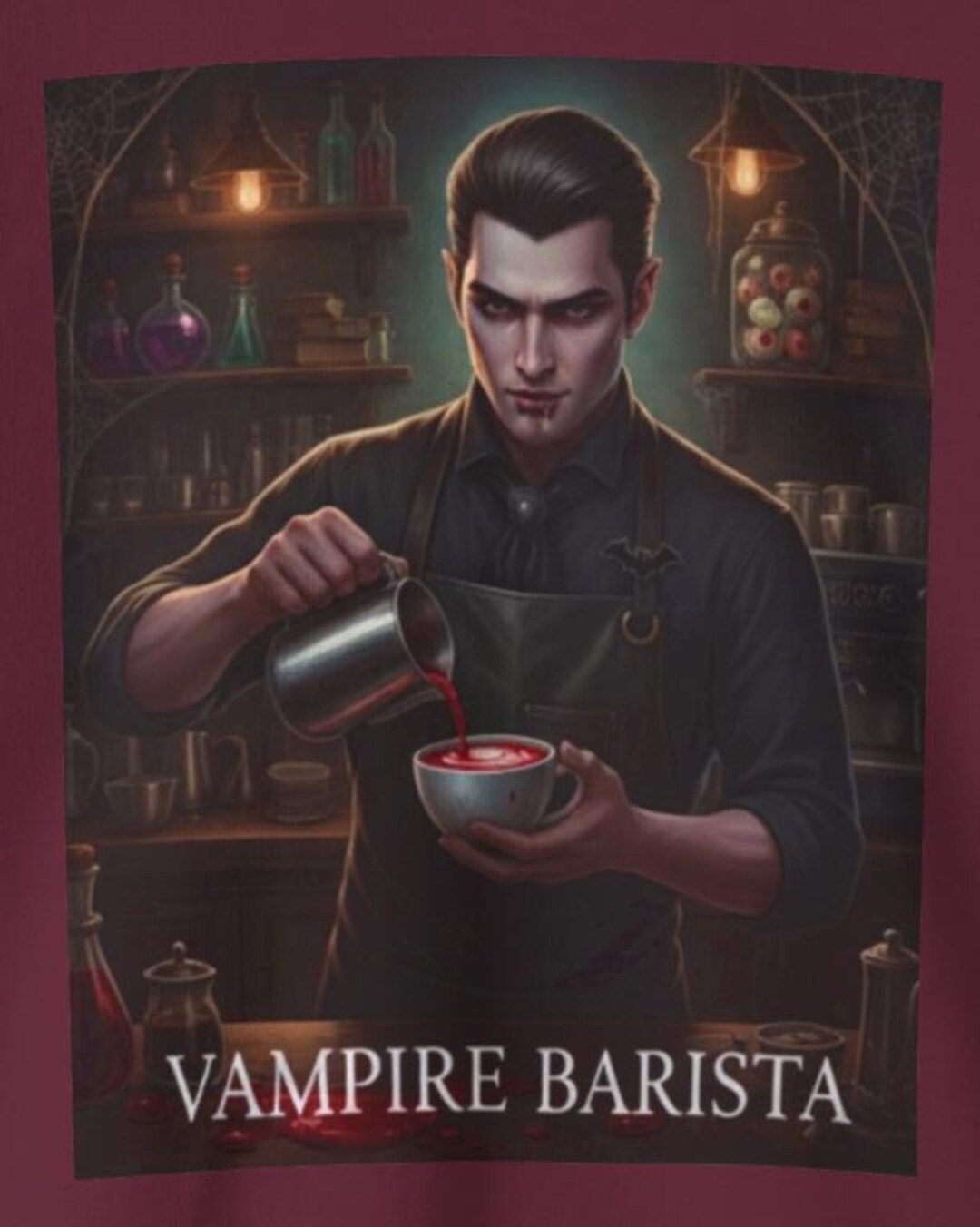Vampire Barista T-shirt | Coffee Goth Illustration - Etsy