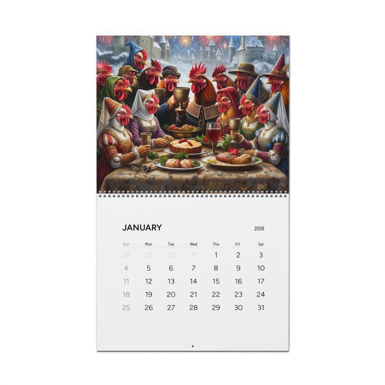 Medieval Chickens & Roosters 2026 Wall Calendar - Etsy UK