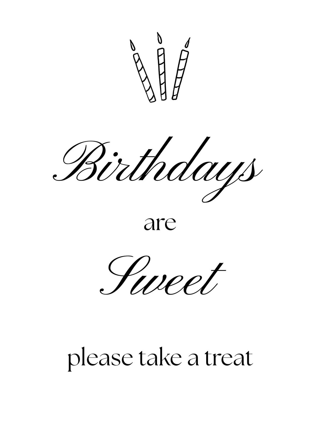 Birthdays Are Sweet Printable Sign | 5x7 PDF | Minimalist Birthday ...