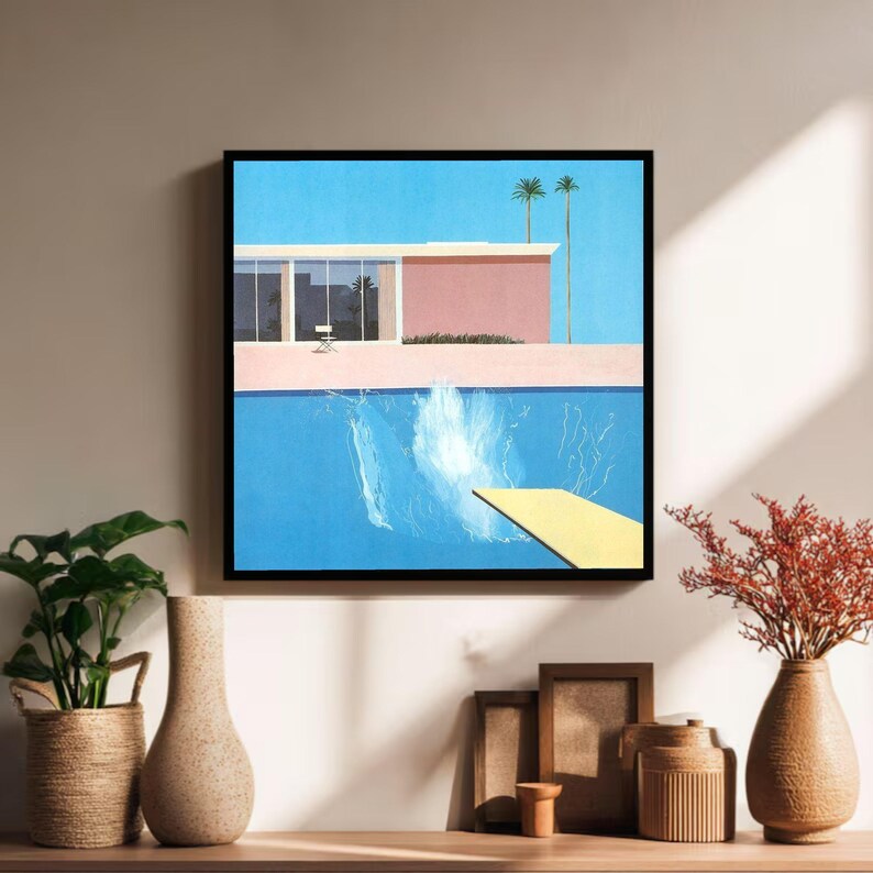 David Hockney Inspired Pool Canvas Print, Mid-century Modern Art - Etsy