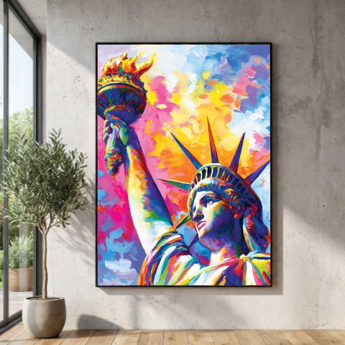 Colorful Statue of Liberty Canvas Art, New York Cityscape, Large Canvas ...