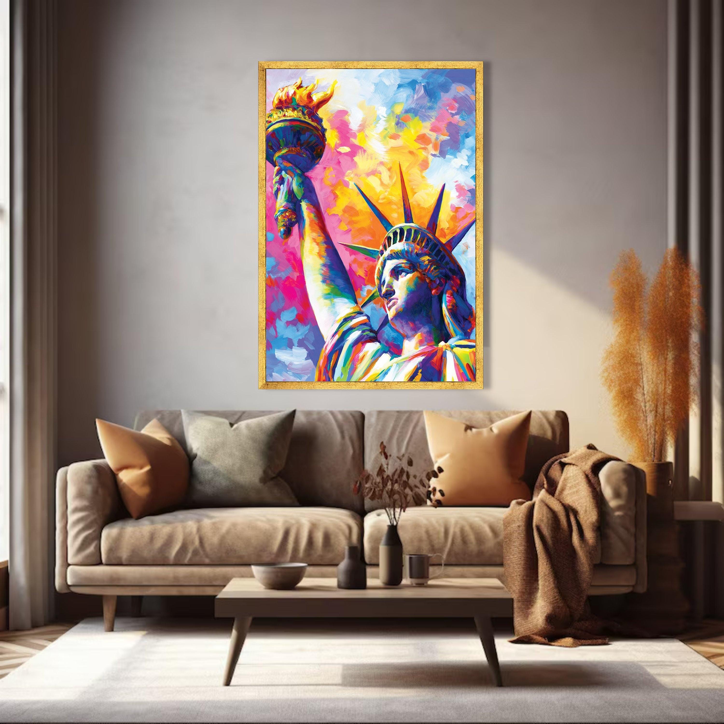 Colorful Statue of Liberty Canvas Art, New York Cityscape, Large Canvas ...