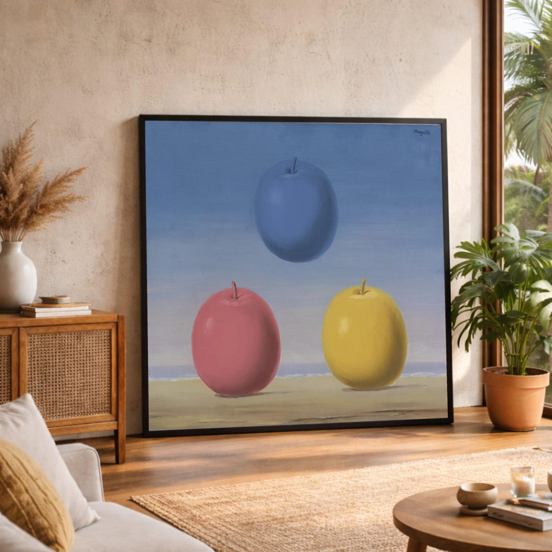 Magritte Inspired Floating Apples Canvas Print, Modern Surrealism ...