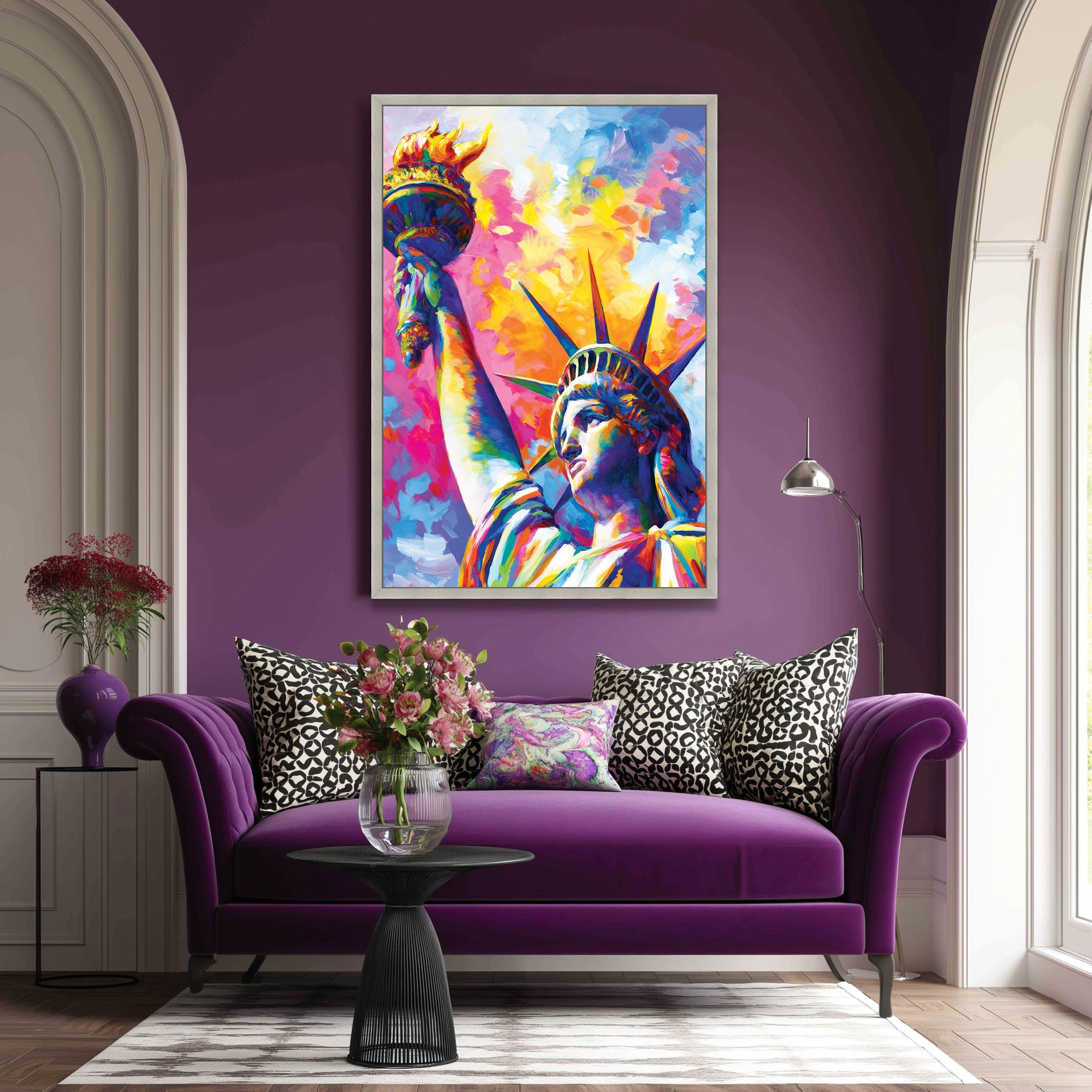 Colorful Statue of Liberty Canvas Art, New York Cityscape, Large Canvas ...