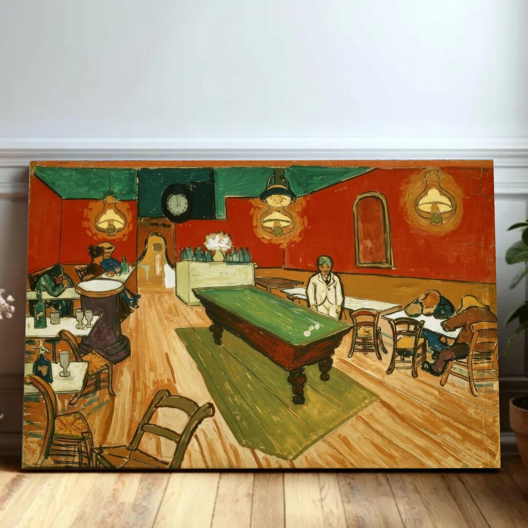Van Gogh Inspired Cafe Canvas Print, Bar Scene Wall Art, Large Canvas ...