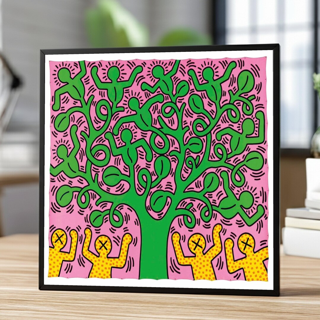 Keith Haring Inspired Tree of Life Canvas, Pop Art Wall Decor - Etsy