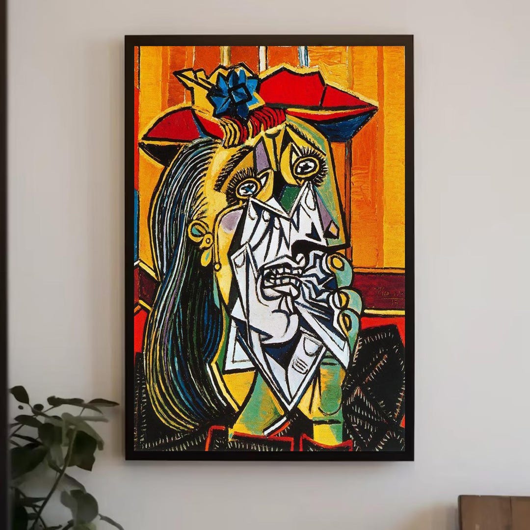 Picasso Style Abstract Portrait Canvas, Cubism Wall Art Decor, Colorful ...