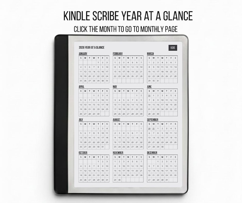 Kindle Scribe 2026 Monthly Calendar With Notes | Hyperlinked Digital ...