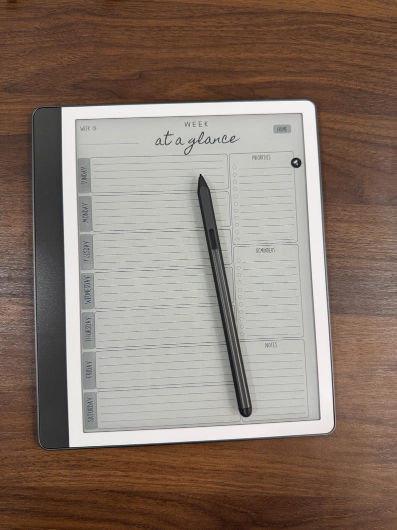 Agenda hebdomadaire 2026 Kindle Scribe | Calendrier numérique PDF avec ...