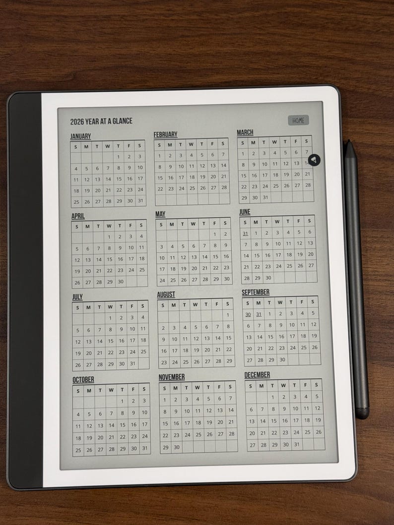 Agenda hebdomadaire 2026 Kindle Scribe | Calendrier numérique PDF avec ...