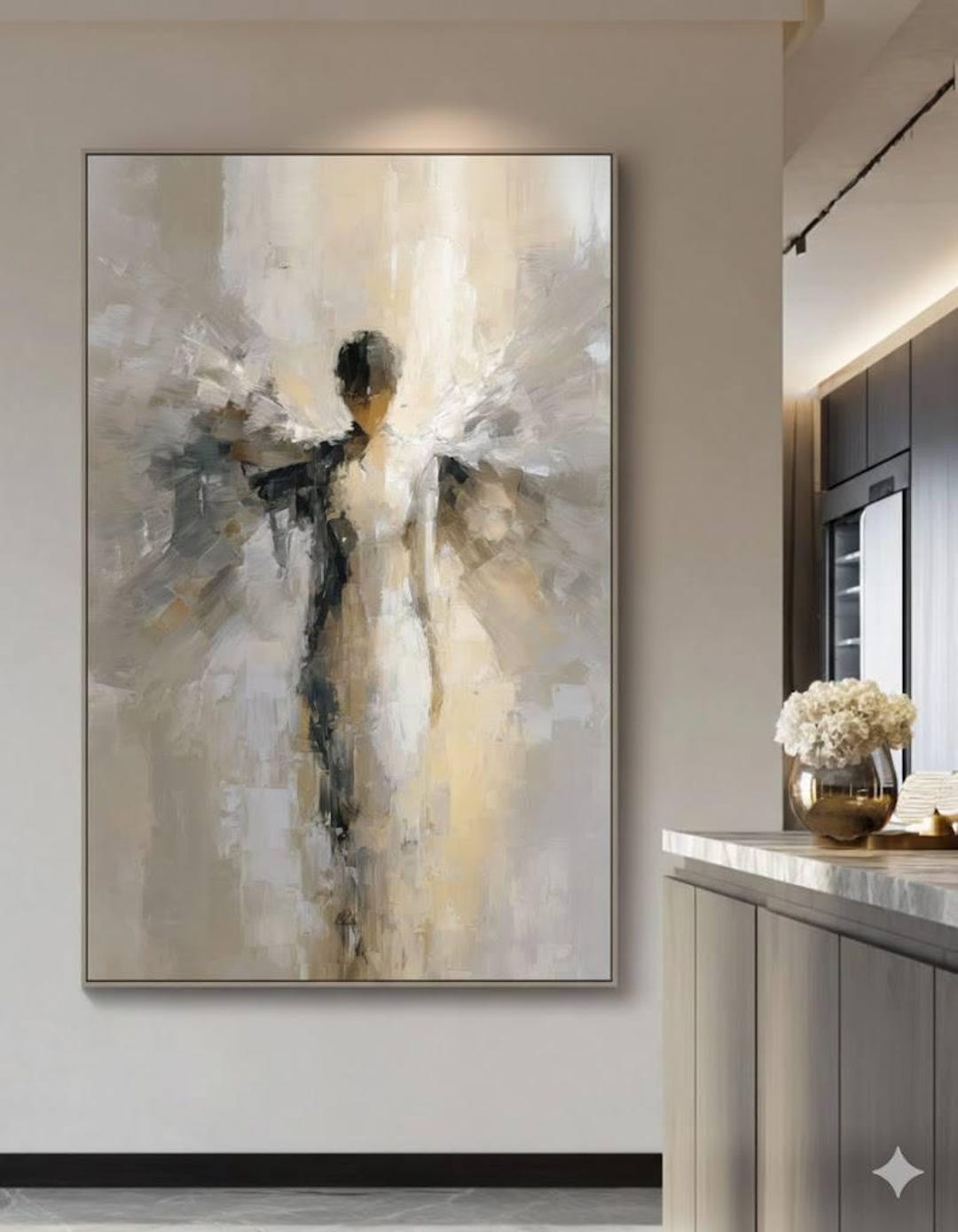 Abstract Angel Wall Art | Minimalist Guardian Angel Painting | Soft ...