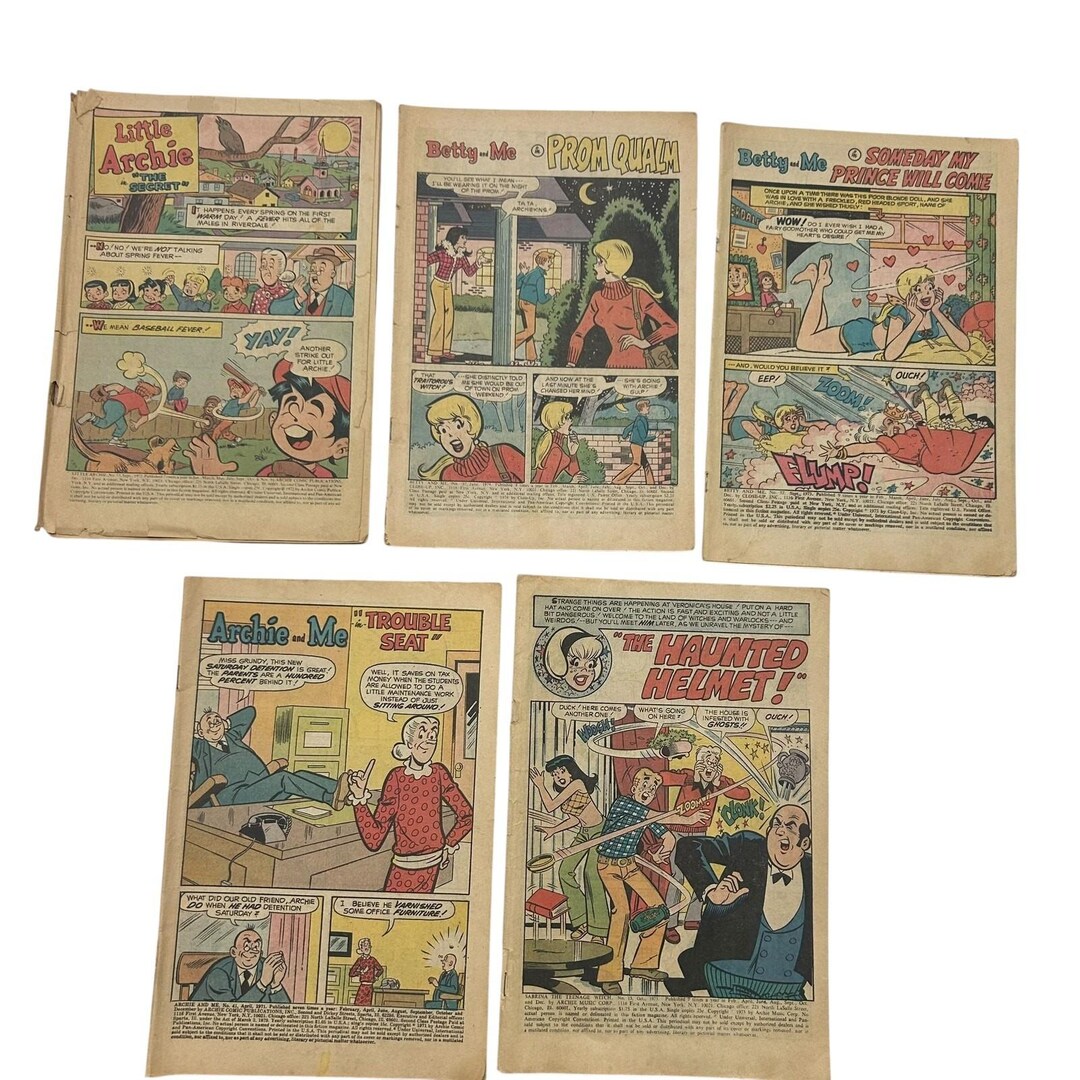 Vintage Archie Comics Lot of 5 1970s Betty Veronica Jughead Sabrina ...
