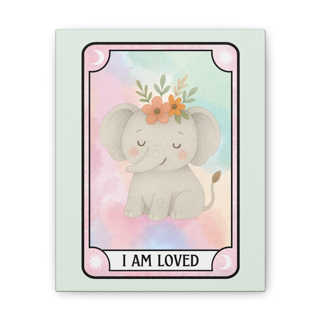 Elephant 'I Am Loved' Wall Art - Tarot Card - Etsy