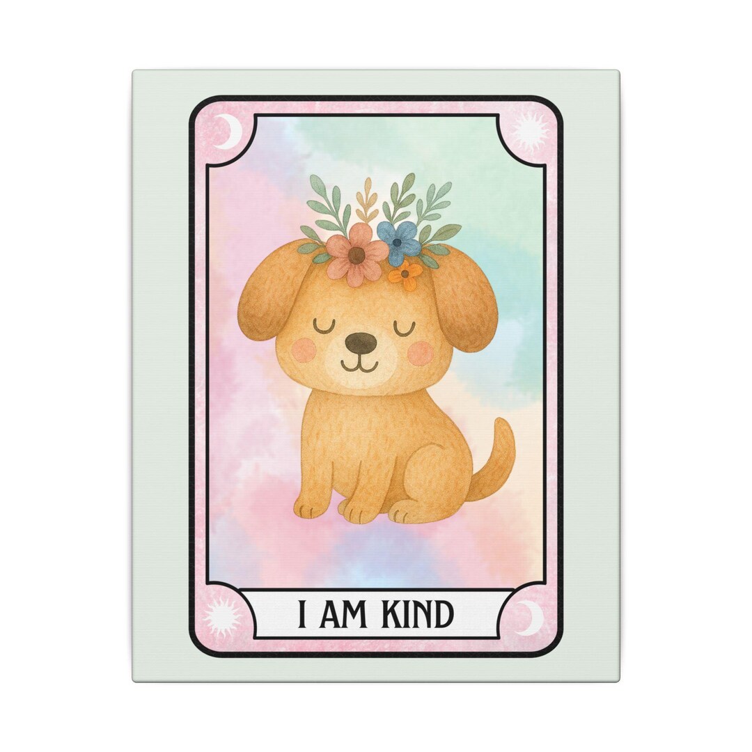 I Am Kind Puppy Canvas Wall Art — Tarot Card - Etsy