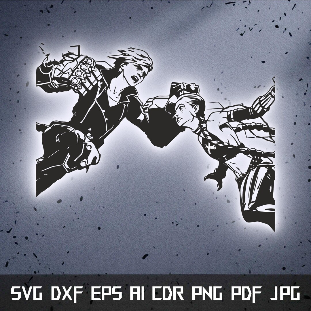 Arcane Jinx Vs Vi SVG DXF Files - League of Legends Line Art - Laser ...