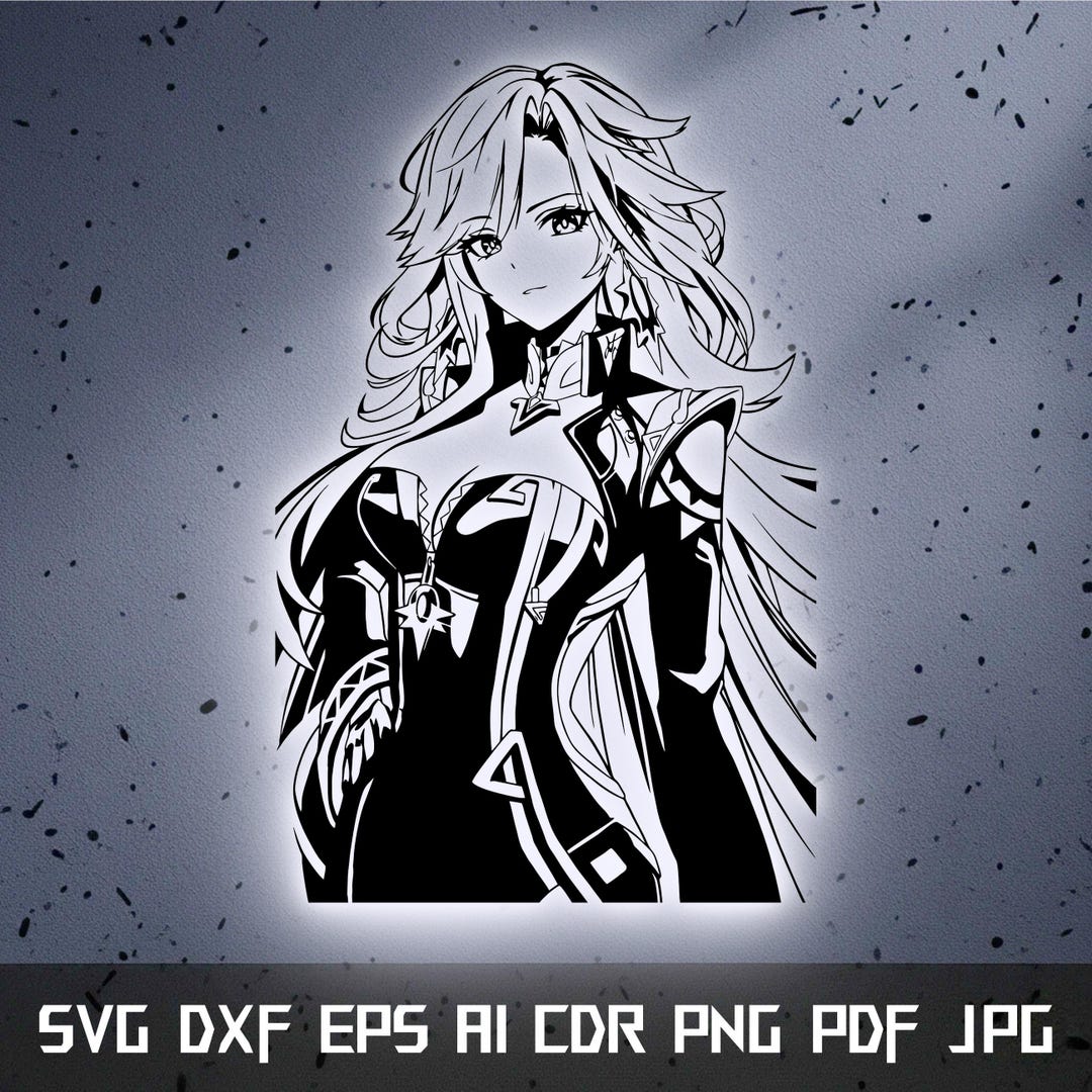 Genshin Mavuika SVG DXF Files - Genshin Impact Line Art - Laser Cricut ...