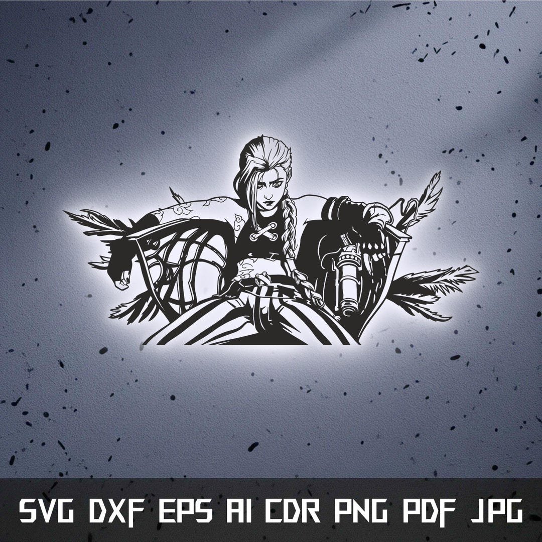 Arcane Jinx SVG DXF Bundle - League of Legends Line Art - Laser Cnc ...