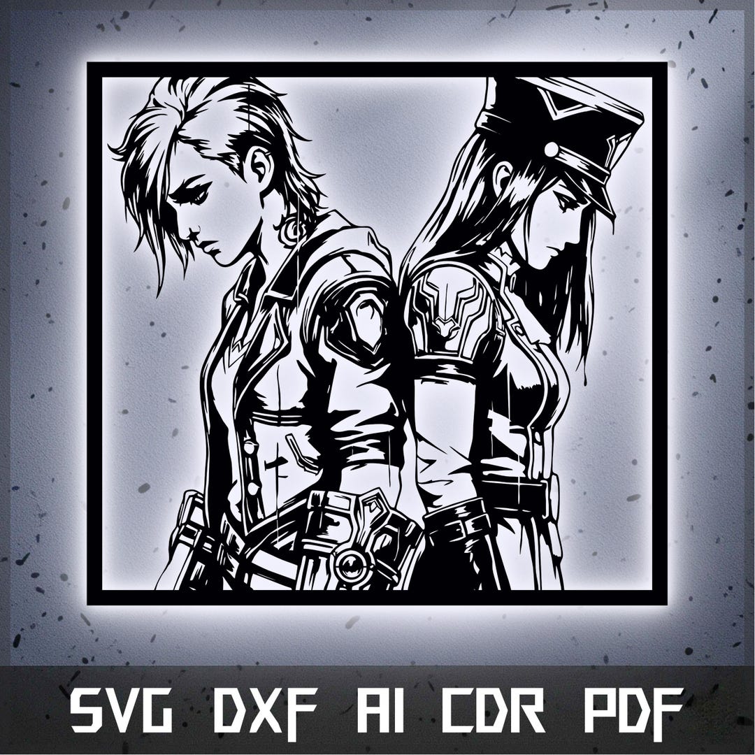 Arcane Vi & Caitlyn SVG - Star Crossed Lovers Wall Art for Laser ...