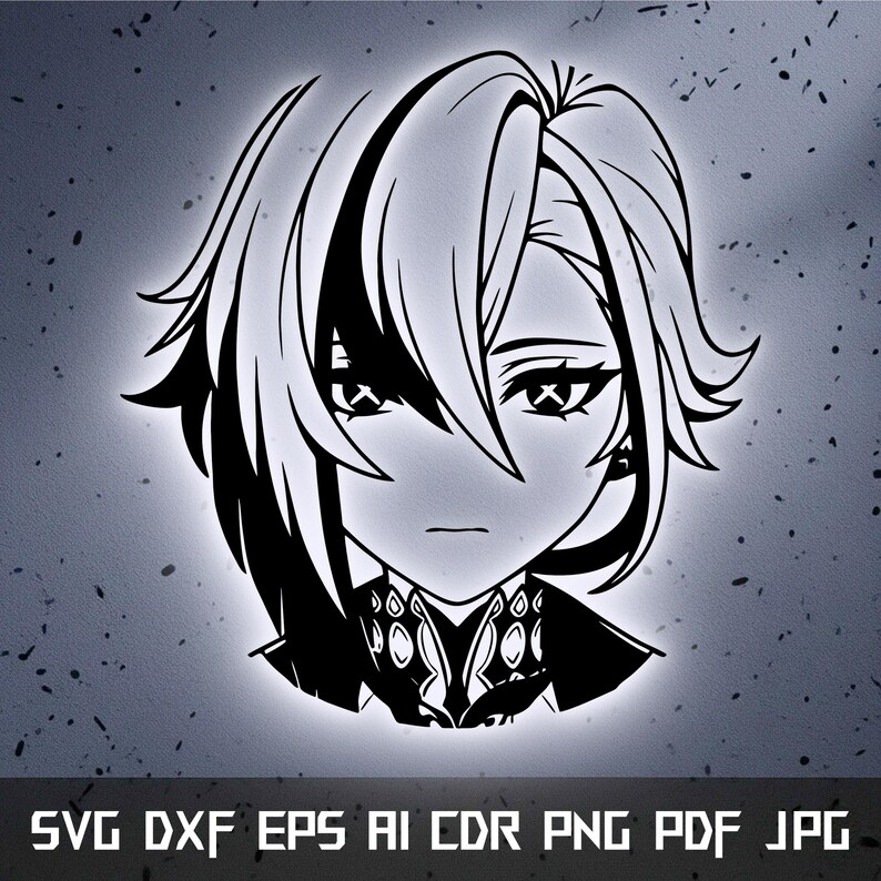 Genshin Arlecchino SVG DXF Files - Genshin Impact Line Art - Laser Cnc ...
