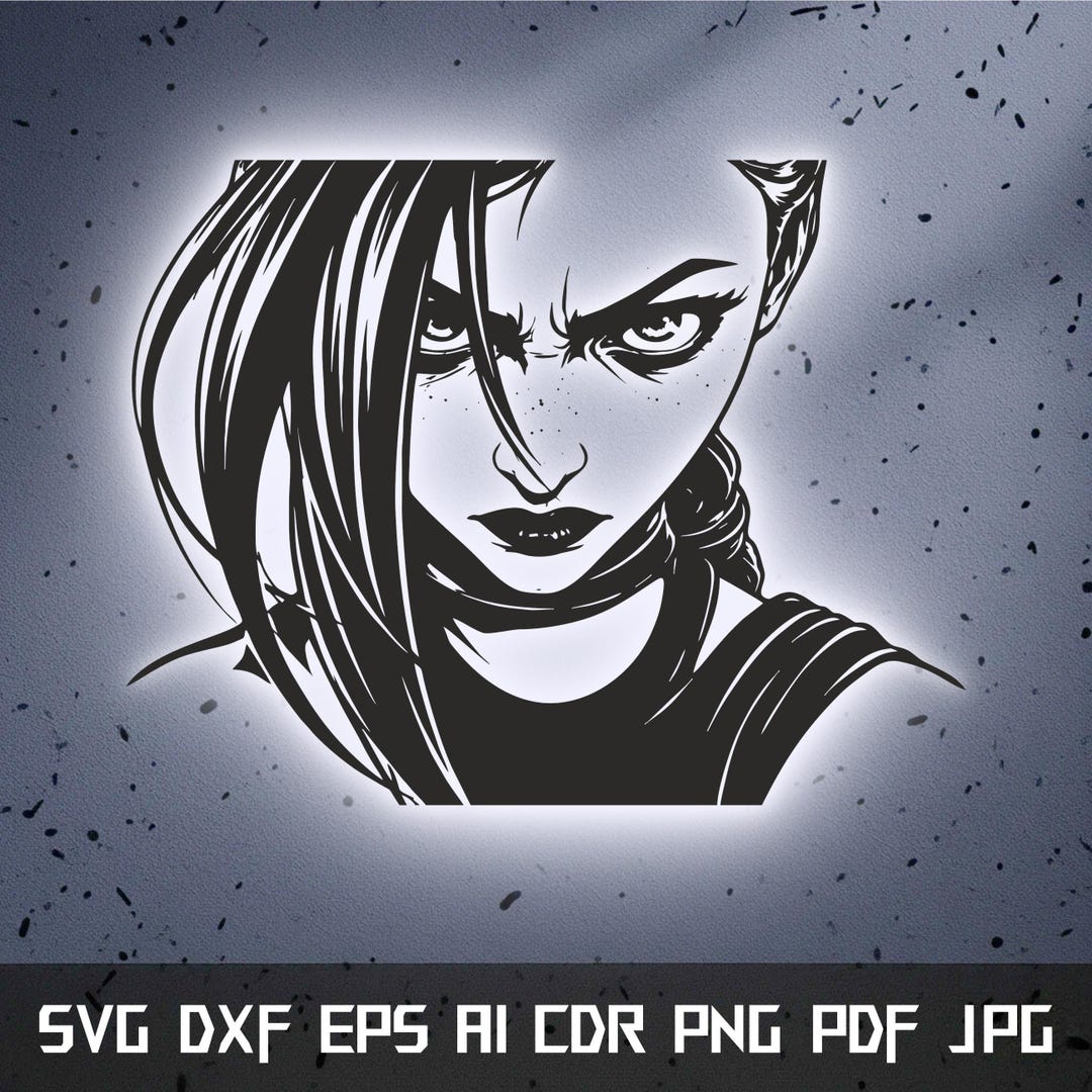 Arcane Jinx SVG DXF Bundle - League of Legends Line Art - Laser Cricut ...