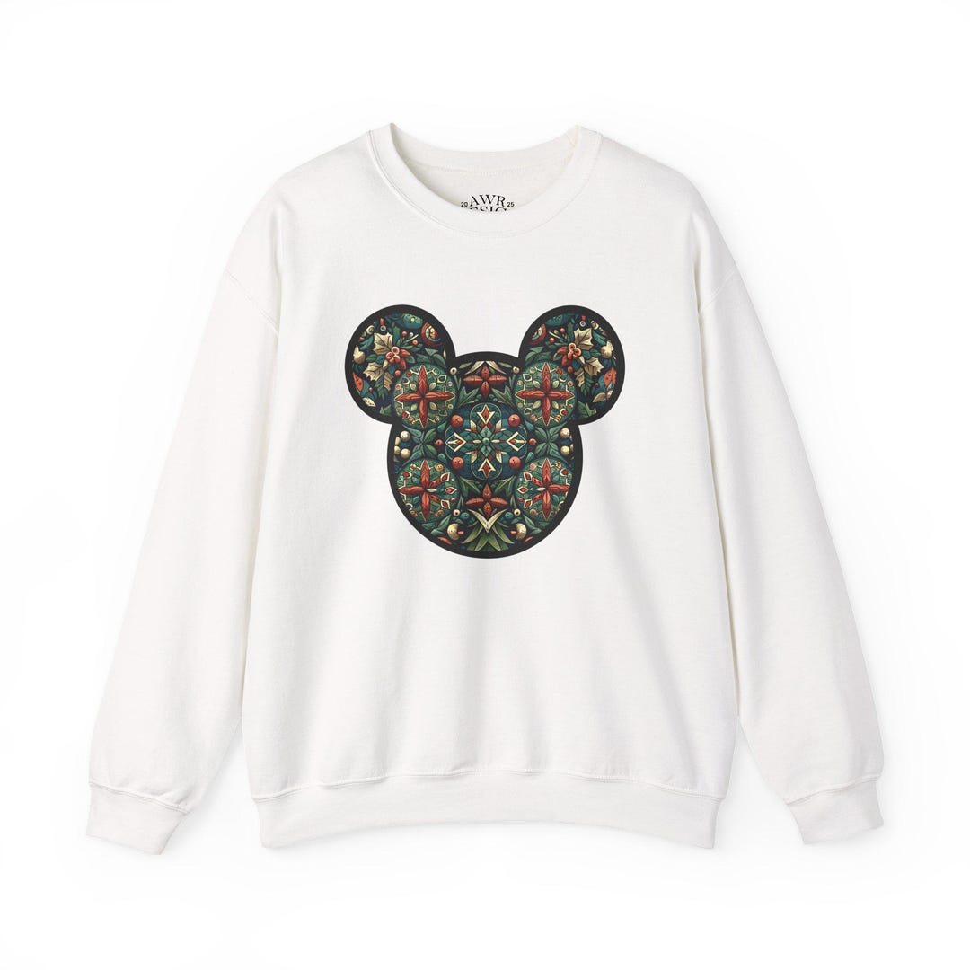 Mickey Mouse | Floral Mosaic Mouse Head Sweatshirt | Mandala Pattern ...