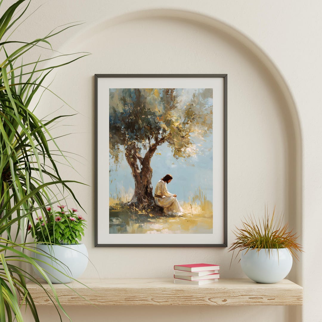 Jesus Praying Under Olive Tree | Garden of Gethsemane Christian Wall ...