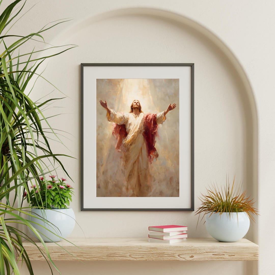 Risen Jesus Easter Art | Christian Resurrection Wall Print - Etsy
