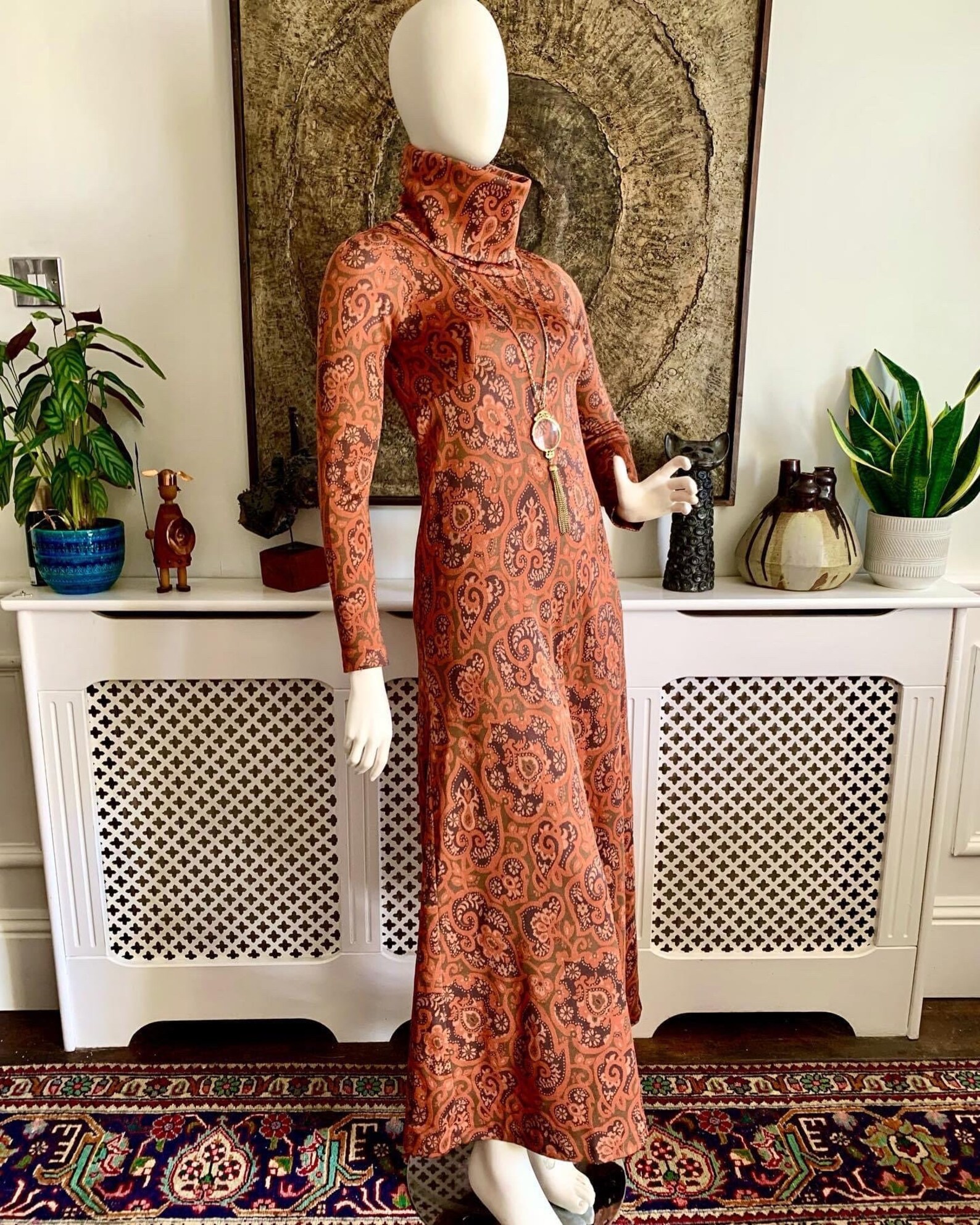 RARE 1970 BIBA Maxi Dress Psychedelic Art Nouveau Pattern // 1960s ...