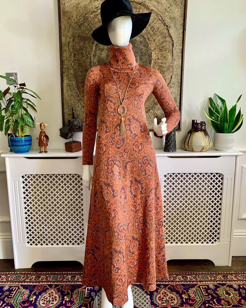 RARE 1970 BIBA Maxi Dress Psychedelic Art Nouveau Pattern // 1960s ...