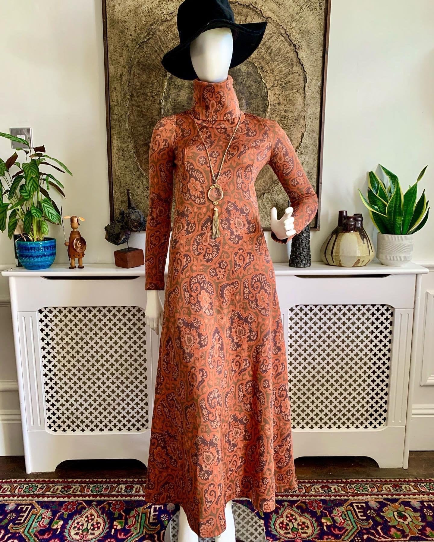 RARE 1970 BIBA Maxi Dress Psychedelic Art Nouveau Pattern // 1960s ...
