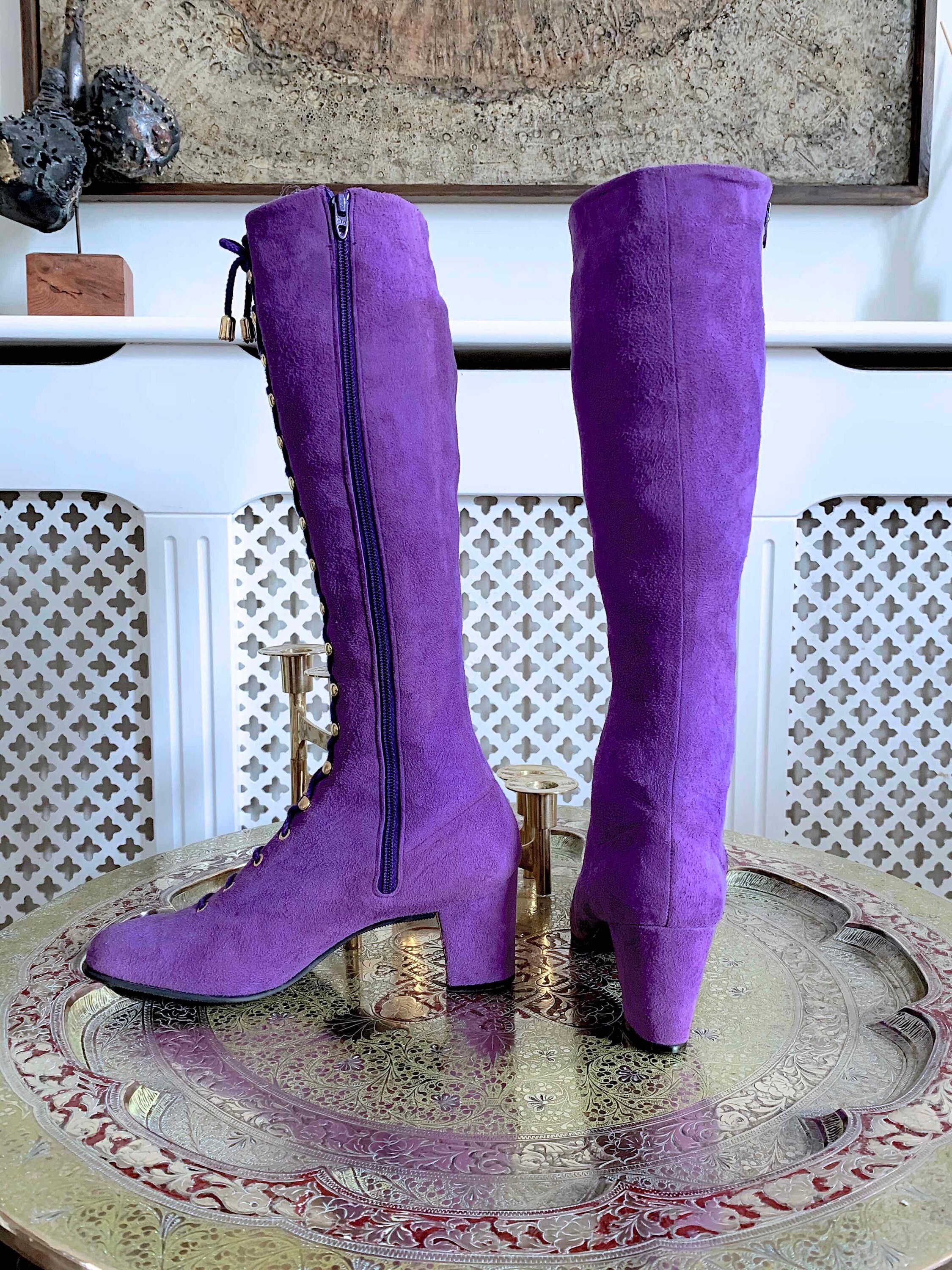 SOLD Rare Vintage 1960s BETH LEVINE Boots Purple Deerskin - Etsy