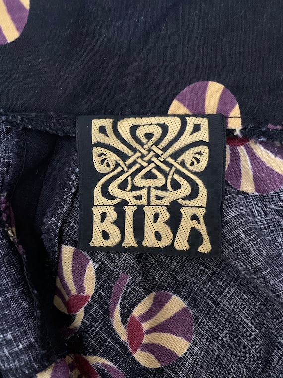 RARE 1971 BIBA Mini Dress // Art Deco Print Cotton //… - Gem
