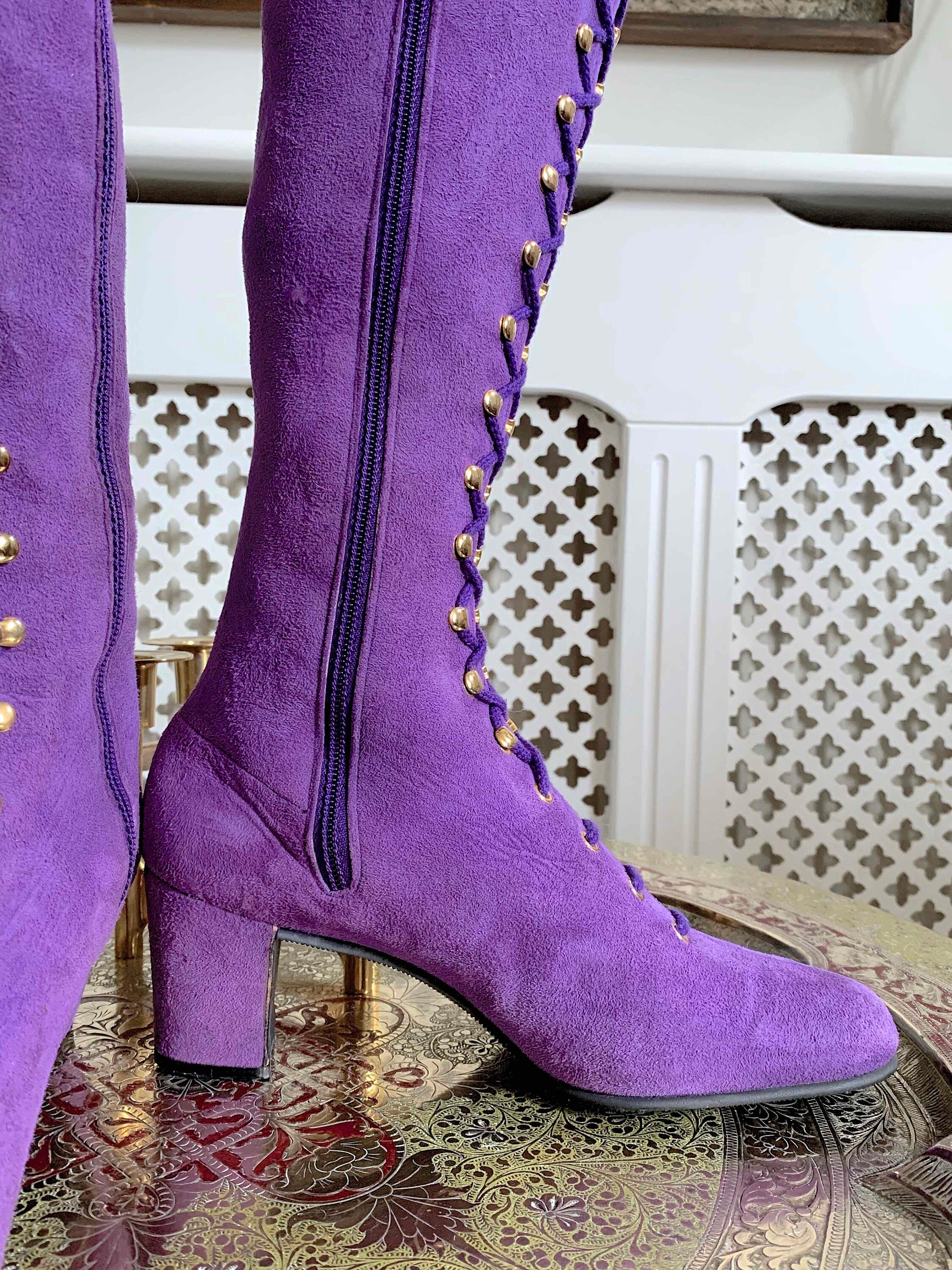 SOLD Rare Vintage 1960s BETH LEVINE Boots Purple Deerskin - Etsy
