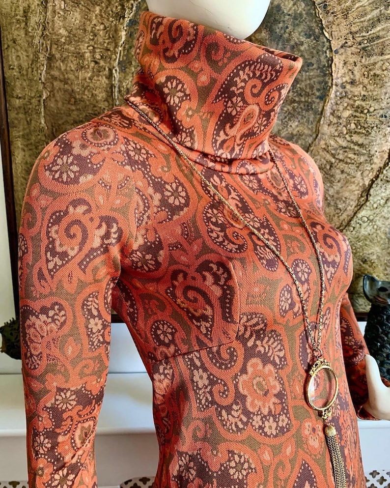 RARE 1970 BIBA Maxi Dress Psychedelic Art Nouveau Pattern // 1960s ...