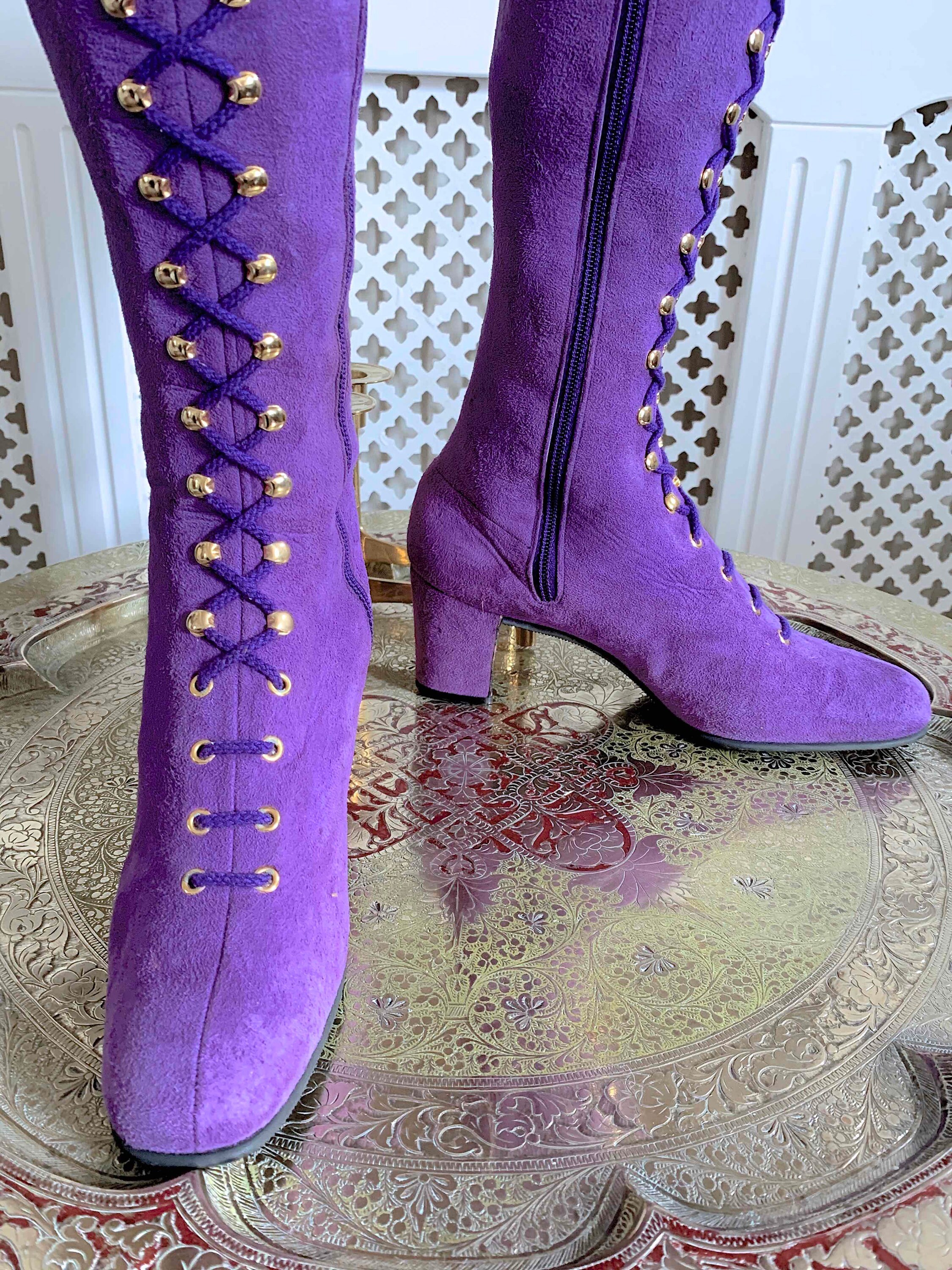 SOLD Rare Vintage 1960s BETH LEVINE Boots Purple Deerskin - Etsy