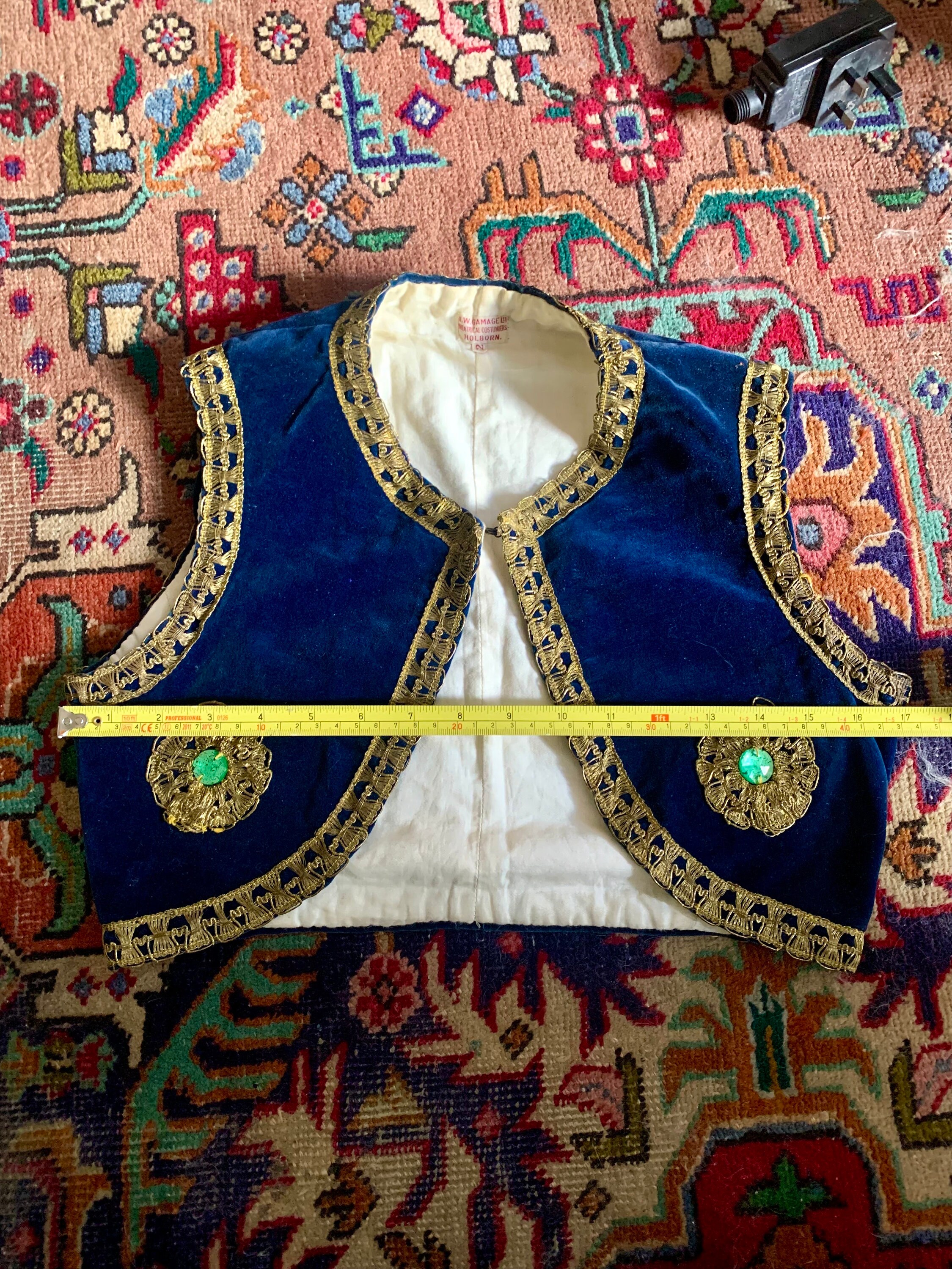 Antique Cobalt Blue Bohemian Velvet Vest Theatrical Costume // Gold ...