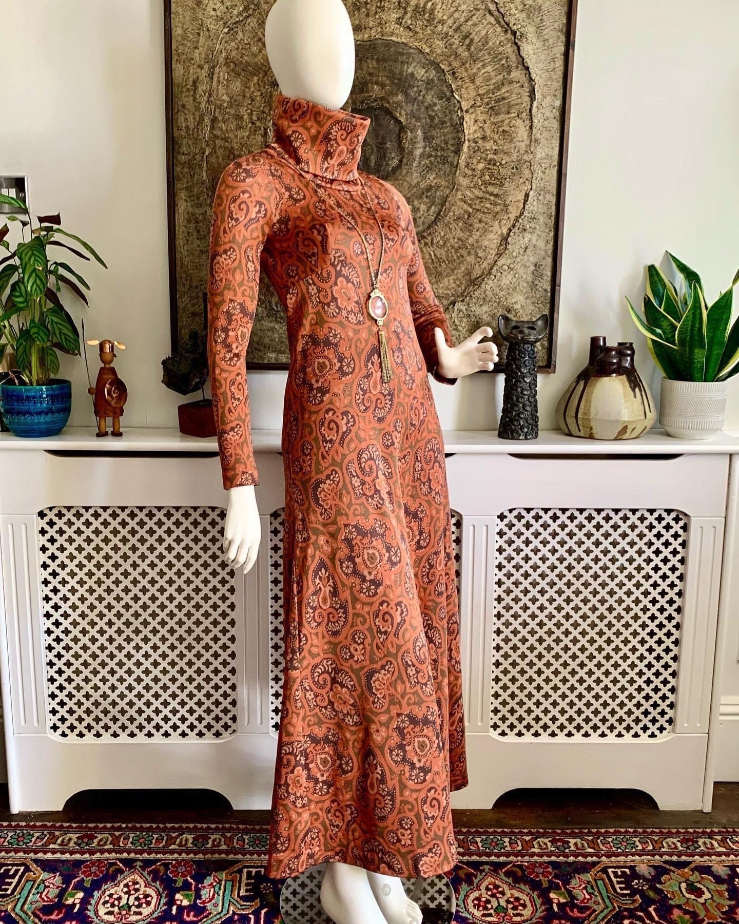 RARE 1970 BIBA Maxi Dress Psychedelic Art Nouveau Pattern // 1960s ...