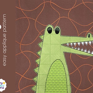 Adrian Alligator or Crocodile Applique Quilt Pattern Easy Digital PDF Pattern, Uses Quilt as You ...