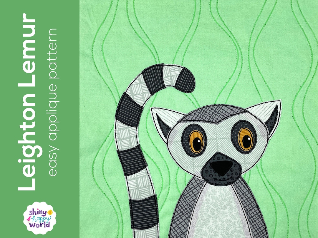 Leighton Lemur Applique Quilt Pattern - Easy Digital PDF Pattern for Beginners, Uses Quilt as ...
