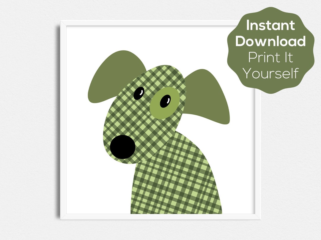 Green Dog Printable Art - Instant Download - Print It Yourself - Pets ...