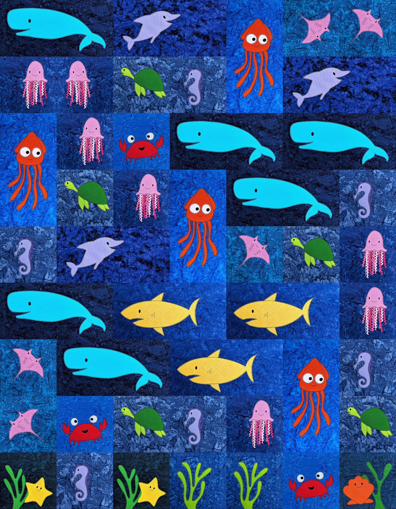 Sea Creatures Applique Quilt Pattern Easy Digital PDF Pattern for ...