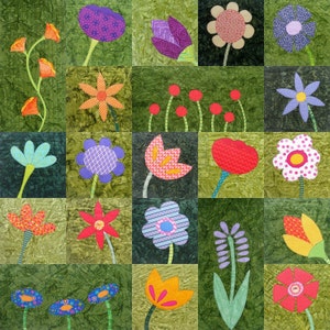 Wild Flowers - Easy Applique Quilt Pattern PDF for Beginners - QAYG and ...