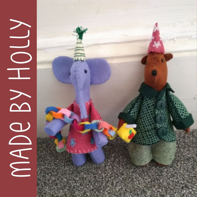 Emma Elephant Felt Softie Pattern PDF hand Sewing Pattern | Etsy