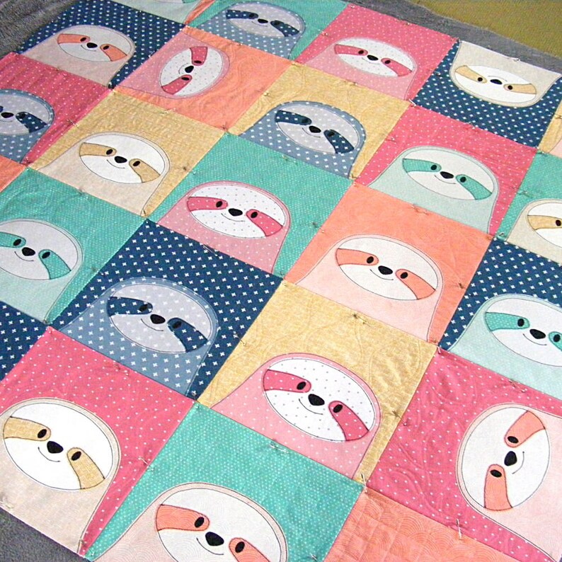 Silly Sloths Applique Quilt Pattern Easy PDF Pattern for - Etsy