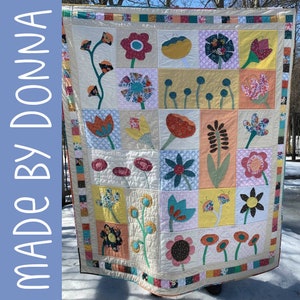 Wild Flowers - Easy Applique Quilt Pattern PDF for Beginners - QAYG and ...