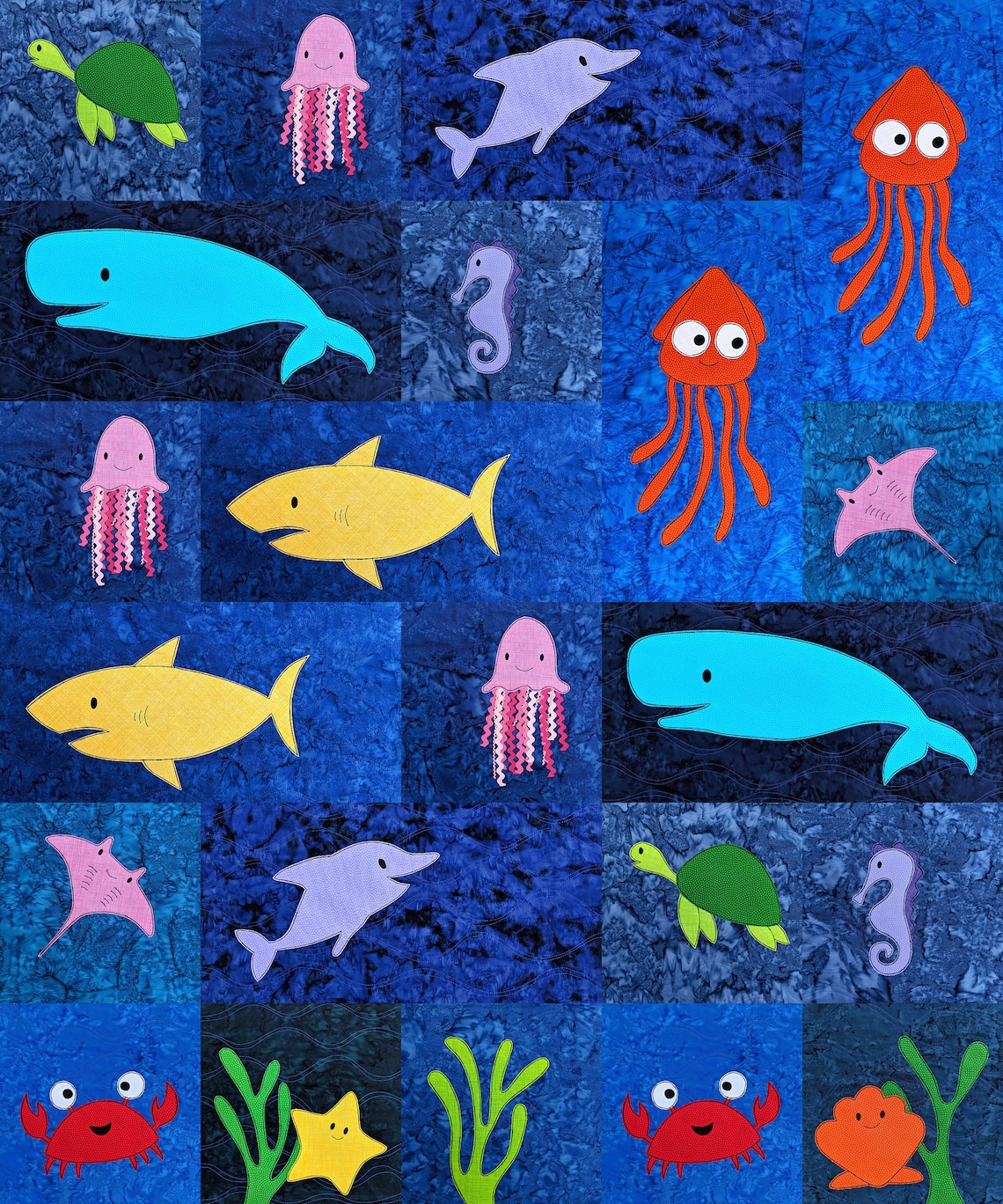 Sea Creatures Applique Quilt Pattern: Easy Quilt-as-you-go (PDF Pattern ...
